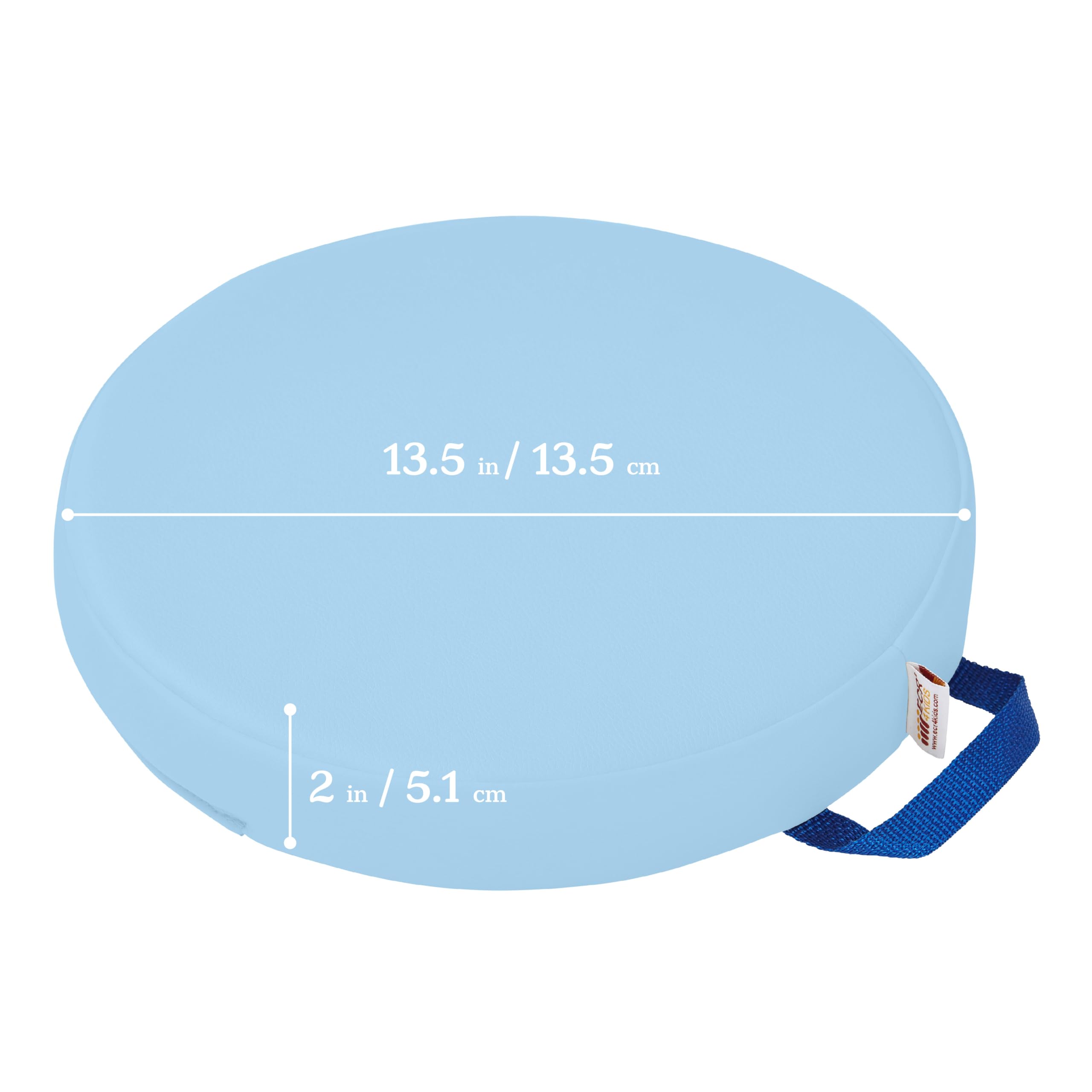 ECR4Kids SoftZone Floor Cushions with Handles, 2" Deluxe Foam, Round, Powder Blue, (6-Pack)