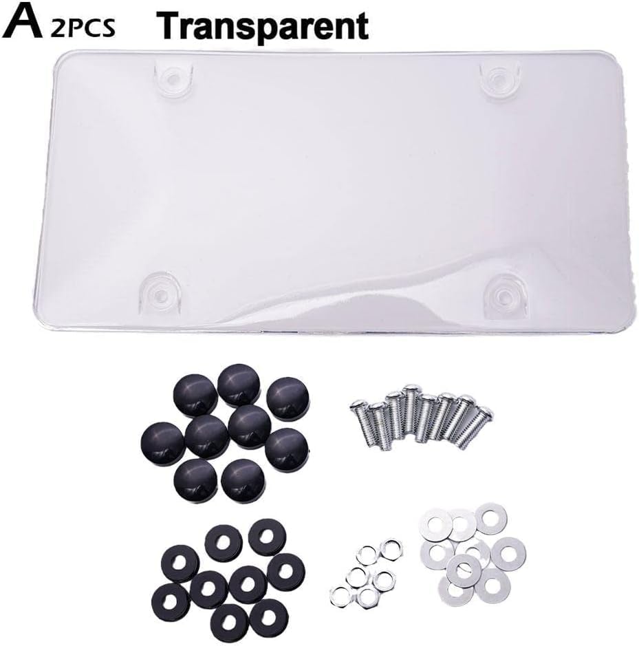 2Pcs Clear Unbreakable License Plate Shields Plate Cover License Shell Protective Modified Transparent License Plate Frames License Plate Frame Carbon Fiber License Plate Frame with Fastening Screws