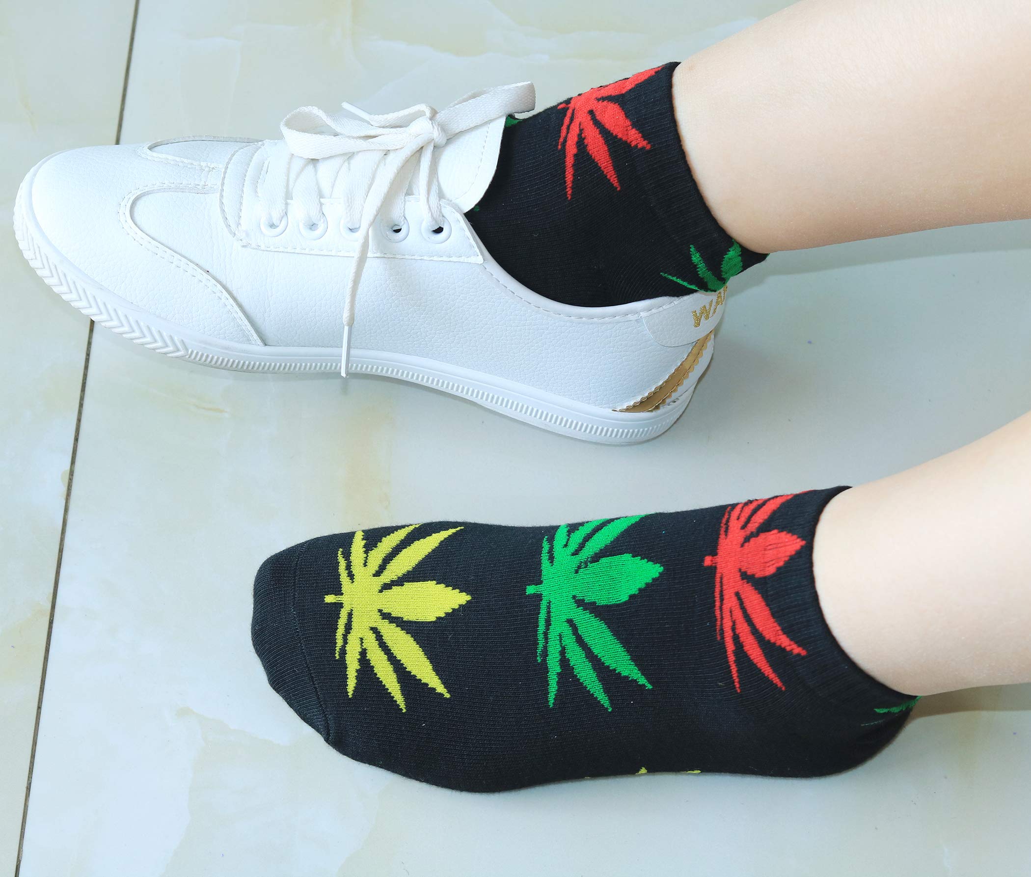 5 Pairs Unisex Marijuana Weed Leaf Boat Warm Cotton Socks US 5-9.5 (M, 4th Match)