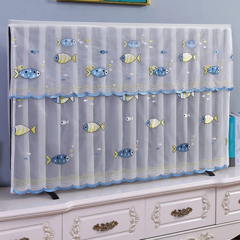 YIJIAFEIFEI Dust Cover with Openable Front Flap LCD TV Display Dust Cover Decorative Paintings Lace TV Cover for Curved/Flat TV(Size:40 inch)