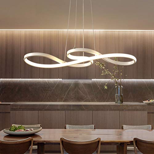 Modern LED Acrylic Chandelier Dining Room Dimmable 3000K~6500K Remote Control Pendant Lights Color/Brightness Adjustable Half Flush Mount Ceiling Hanging Lamp Fixture for Bedroom Livingroom Lighting