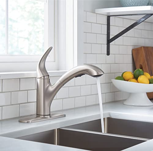Moen Medina Spot Resist Stainless One-Handle Pull Out Kitchen Faucet, Kitchen Sink Faucets with Pullout Sprayer Featuring Power Boost for a Faster Clean, 87039SRS