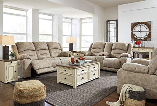 Signature Design by Ashley Bolanburg Farmhouse Lift Top Coffee Table with Drawers, Antique Cream & Brown