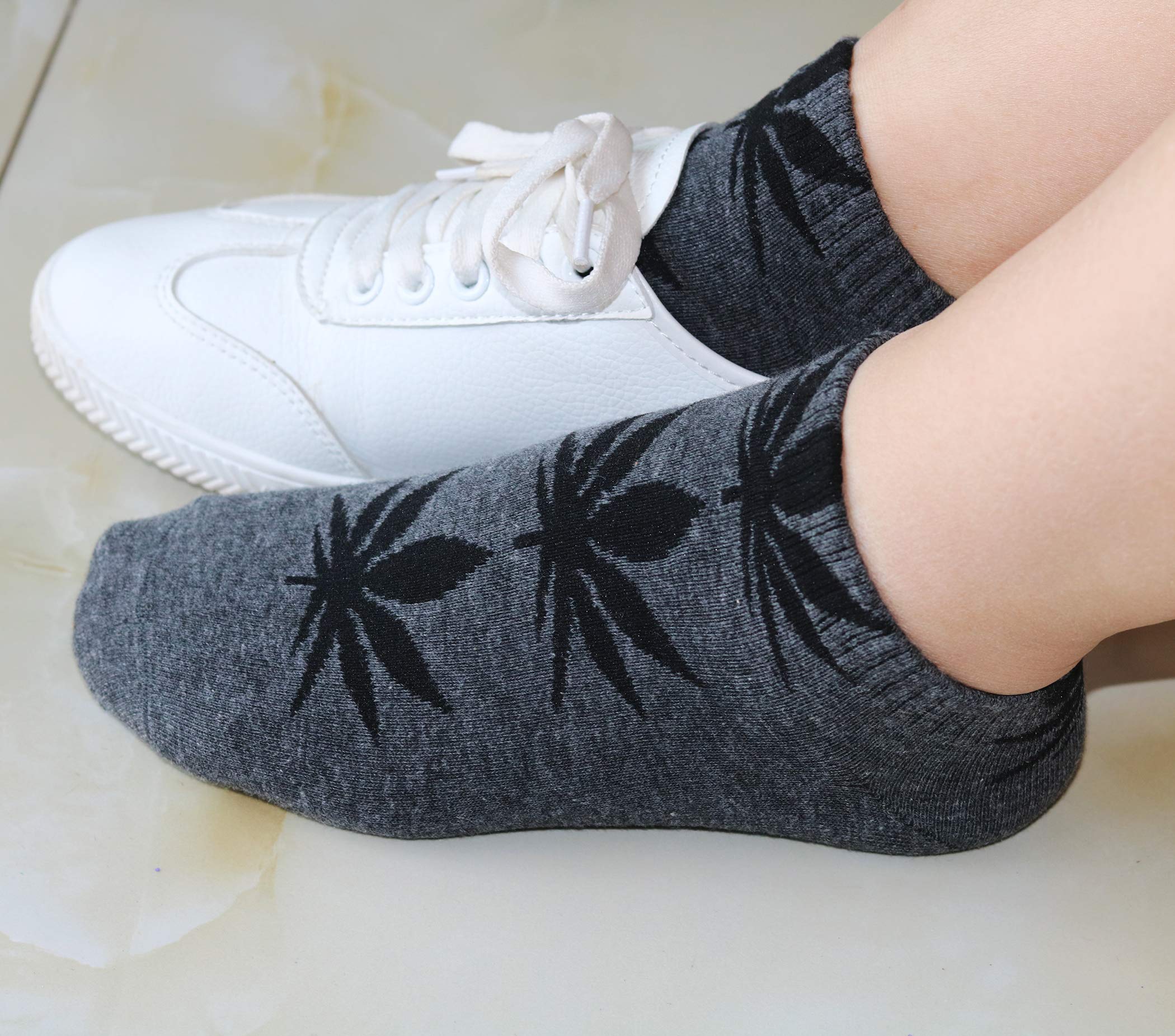 5 Pairs Unisex Marijuana Weed Leaf Boat Warm Cotton Socks US 5-9.5 (M, 4th Match)