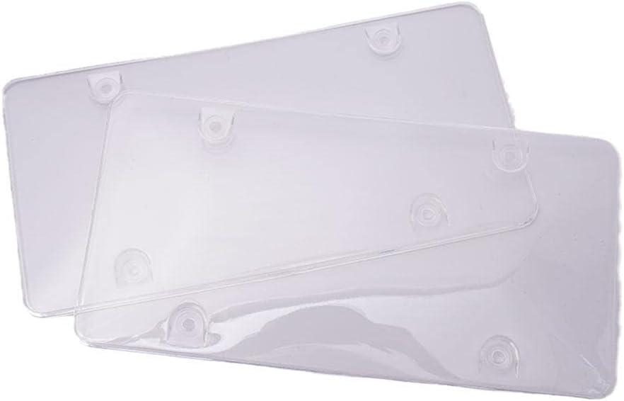 2Pcs Clear Unbreakable License Plate Shields Plate Cover License Shell Protective Modified Transparent License Plate Frames License Plate Frame Carbon Fiber License Plate Frame with Fastening Screws