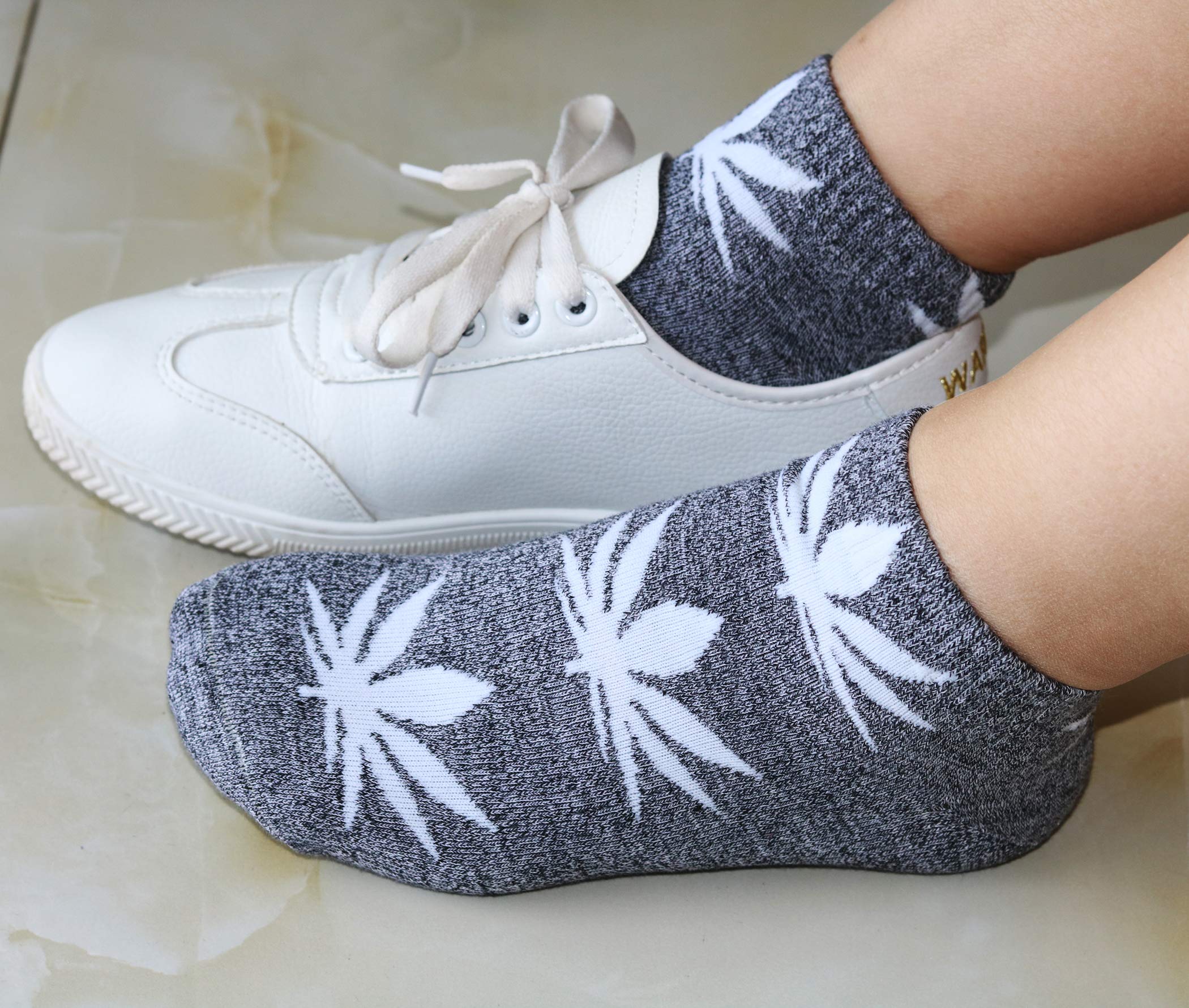 5 Pairs Unisex Marijuana Weed Leaf Boat Warm Cotton Socks US 5-9.5 (M, 4th Match)