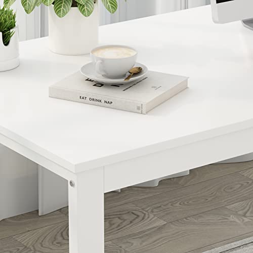 Homsee Home Office Computer Desk Corner Desk with 3 Drawers and 2 Shelves, 55 Inch Large L-Shaped Study Writing Table with Storage Cabinet - White