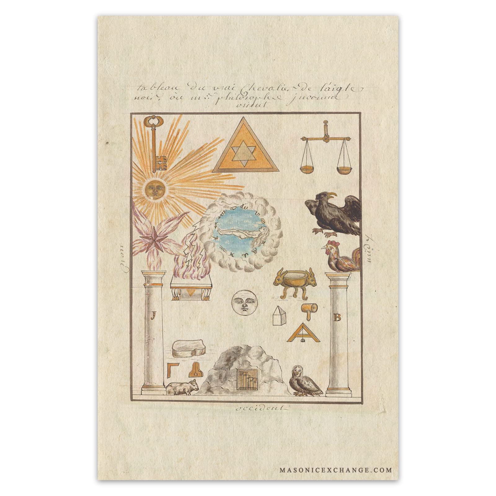 Masonic Poster Rite Scottish Memphis Misraim 57th Degree – Sublime Degree of Rose Croix of Germany or Knight of the Black Eagle – Illustration of the Truth (11"x17" Poster)