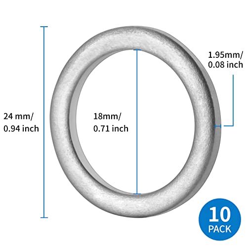AOIT 10 Pcs Aluminum Transmission Fluid Drain Plug Crush Washer Seal Fits for Toyota Prius Corolla Tacoma Camry, Replacement for The Part# 90430-18008, Used for Change Transmission Fluid