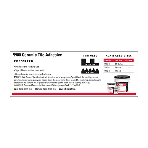 ROBERTS 5900-1 Ceramic Tile Adhesive, 1 Gallon, 128 Fl Oz