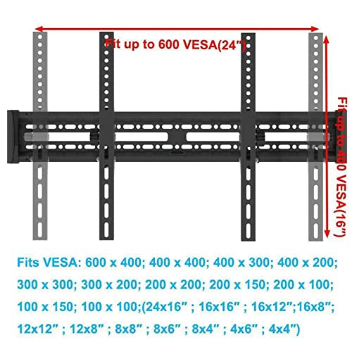 Tilt 15°TV Wall Mount for 32 37 40 47 50 55 60 65 70 Plasma LED LCD TV Display, Heavy-Duty Steel Construction in Classic Black Finish, Load Capacity Up to 110lbs GPJCFCDUS