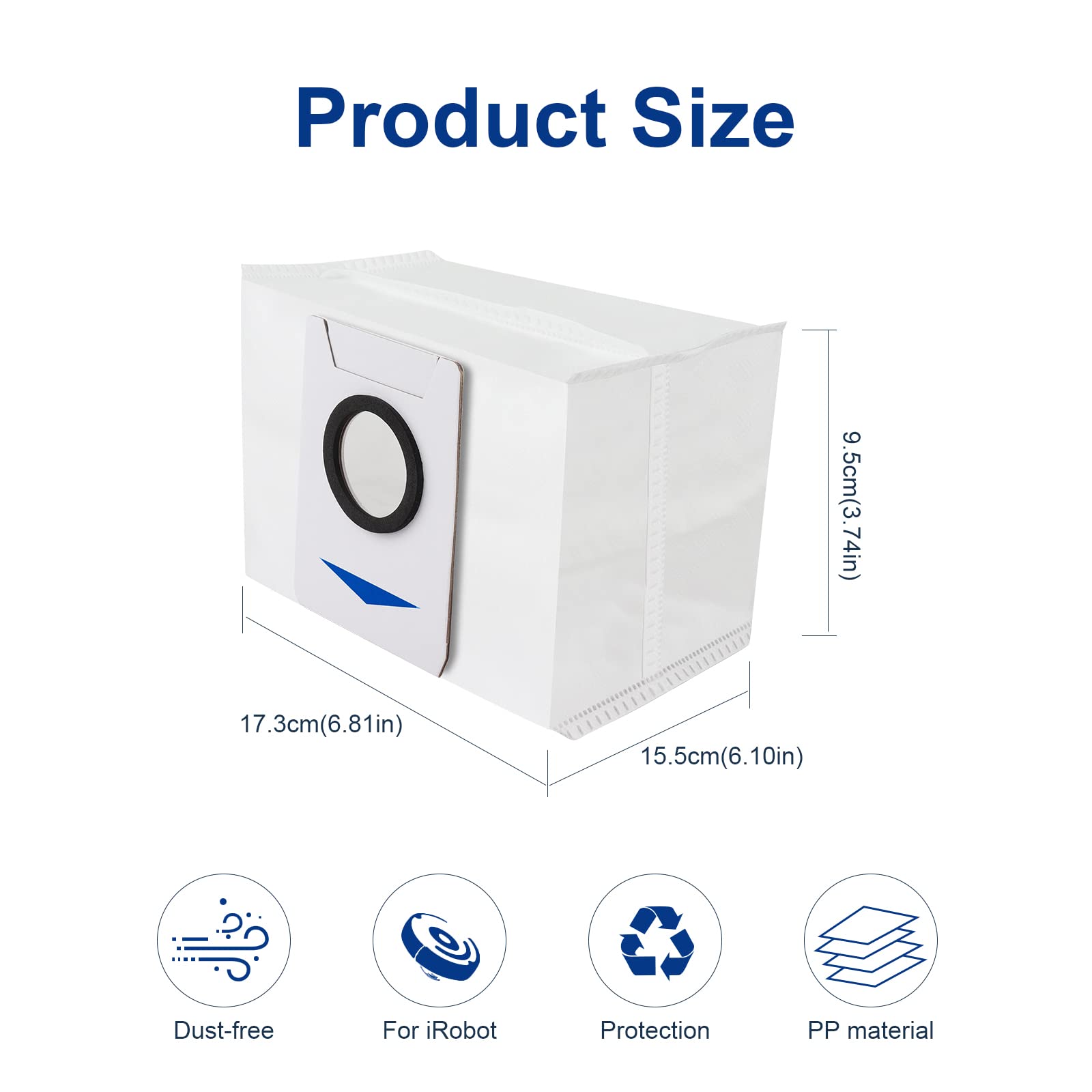 Vacuum Bags for ECOVACS DEEBOT Robot Vacuum Cleaner - Fit X1 OMNI/Turbo T10/T20 Omni/T20/T20 Max/T20 Pro/X&T Series - Disposable Replacement Dust Bag Vacuum Cleaning Accessories Part(12Pack)