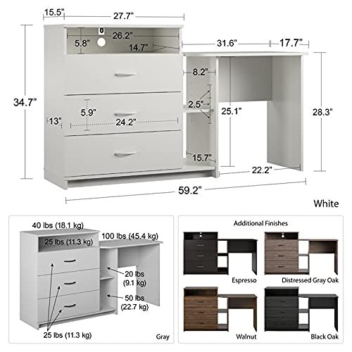 Ameriwood Home Rebel Media Dresser and Desk, Espresso