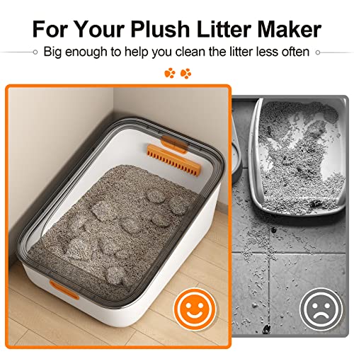 Eiiel Extra Cat Litter Box, 7.3 Wx24 L Large Nonstick Litter Pan Durable Standard Litter Box, Great for Small & Large Cats Easy to Clean1(White)