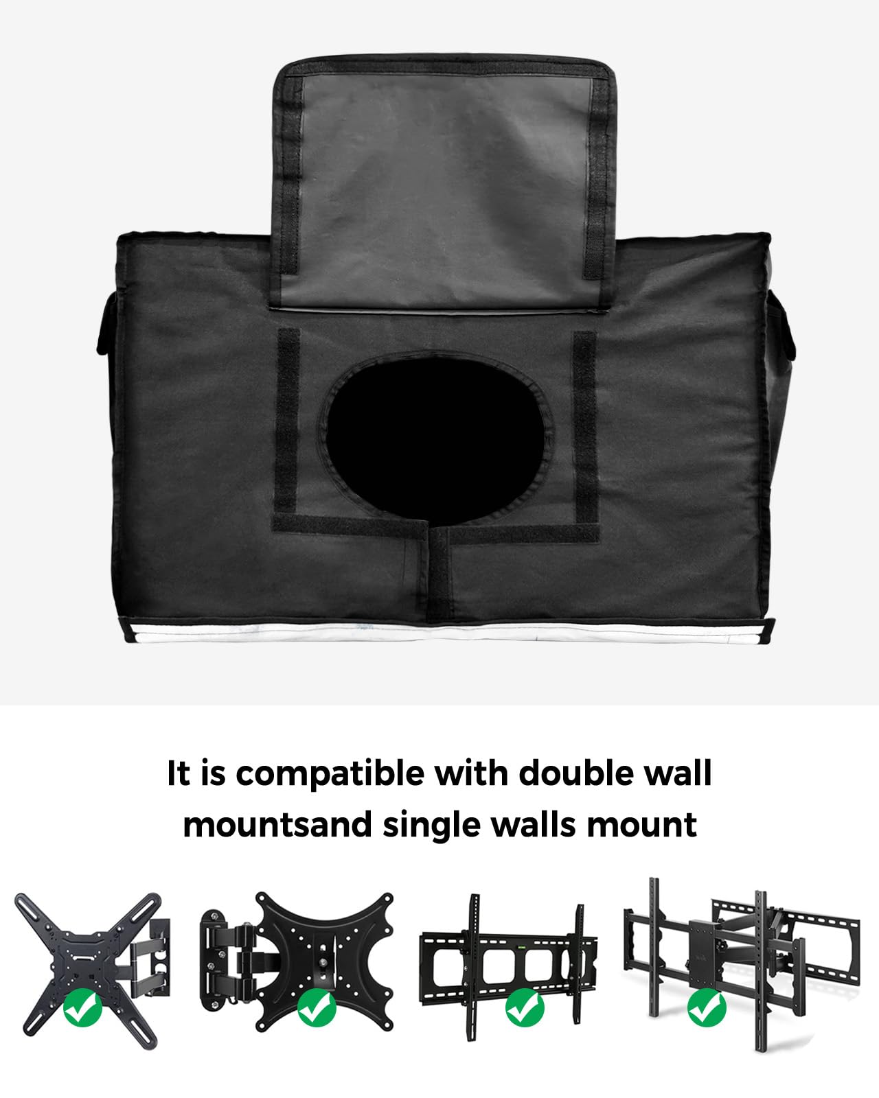 Outdoor TV Cover - Christmas Snow Eve Scene Santa Reindeer Moon Waterproof and Weatherproof 40"-43" LCD Movable Shield TV Display Screen Protector Outside Television Covers