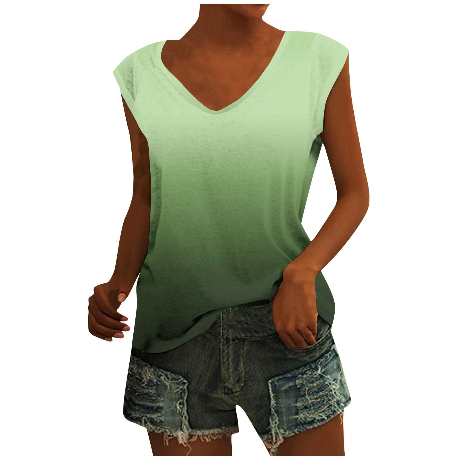 Womens Racerback Tank Tops Generic 2024 Loose Exercise Tops for Women Strapless Blouses for Women One Loved Valentine's Day Shirt Workout Tank Tops Womens Cotton Round Ne(6-Green,X-Large)