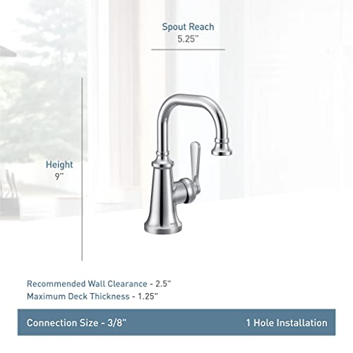 Moen S44101BG Colinet One-Handle Single Hole Traditional Bathroom Sink Faucet, Brushed Gold