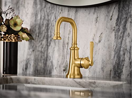 Moen S44101BG Colinet One-Handle Single Hole Traditional Bathroom Sink Faucet, Brushed Gold