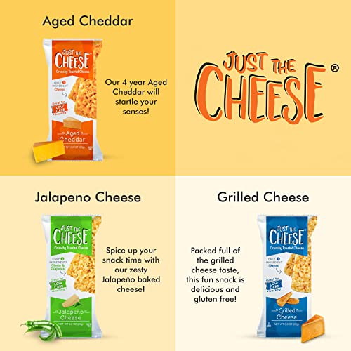 Just the Cheese Bars, Low Carb Snack - Baked Keto Snack, High Protein, Gluten Free, Low Carb Cheese Crisps - 0.8 Ounces (Pack of 10) (Aged Cheddar)