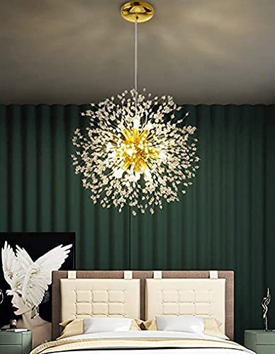 Vikaey Dandelion Crystal Chandeliers, 12-Light Firework Modern Sputnik Chandelier Ceiling Light Fixture Pendant Lighting for Dining Room Bedroom Kitchen Island Living Room,Glod