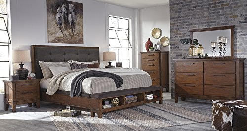 Signature Design by Ashley Ralene Mid-Century Modern 5 Drawer Chest of Drawers, Medium Brown