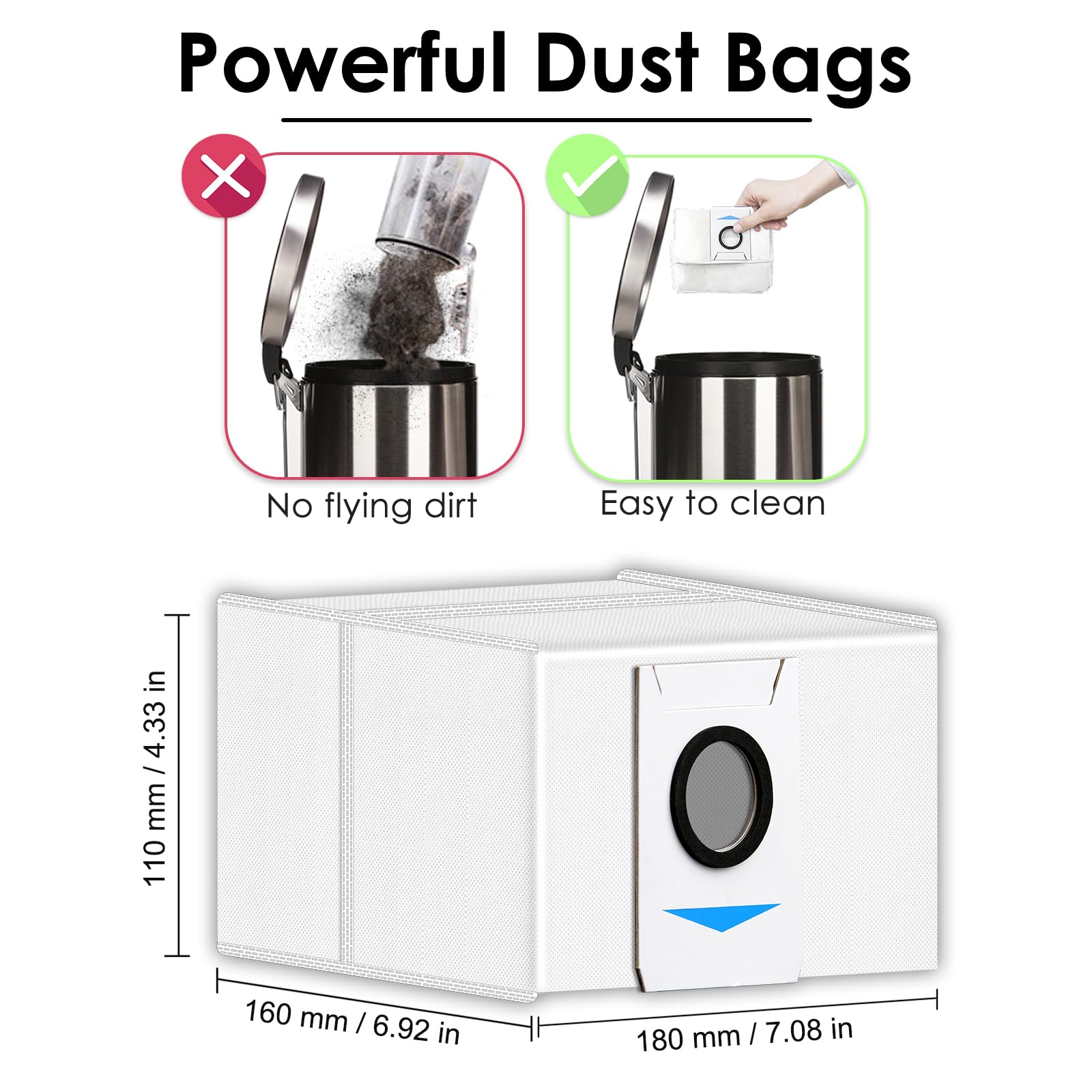 (10 Pieces) T20 OMNI Dust Bag Replacement Vacuum Bags for ECOVACS DEEBOT T20 OMNI, X1 OMNI, X1 PRO OMNI, T10 OMNI Robot Vacuum, Filter Bags Compatible With DEEBOT X1 OMNI Auto-Empty Station