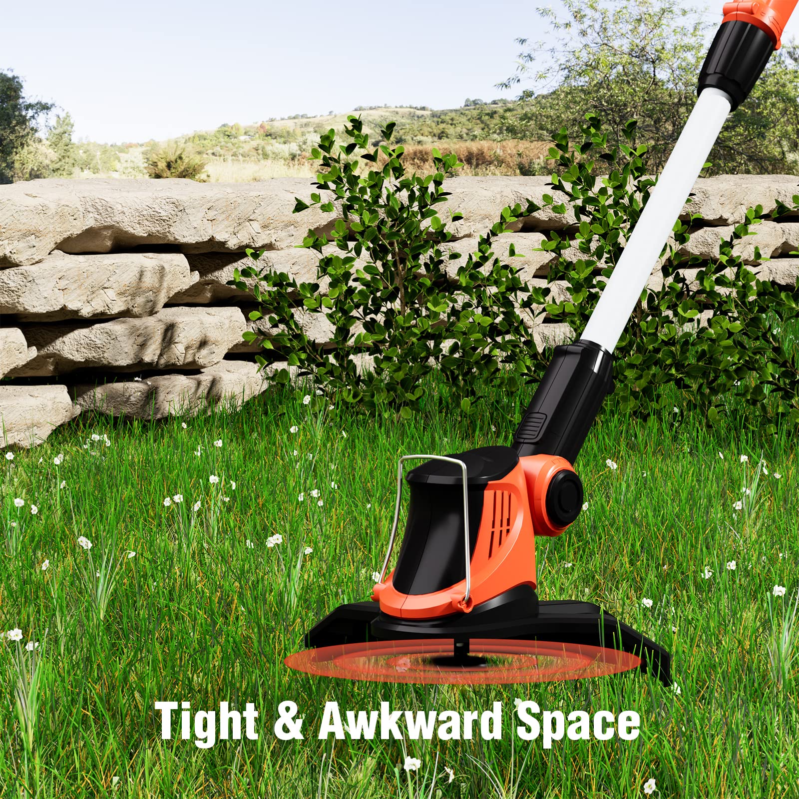 AIVOLT Cordless Weed Trimmer, 20V String Trimmer Battery Powered 2 in 1 Brushless Weed Wacker/Edger Lawn Tool for Yard and Garden, Battery and Fast Charger Included