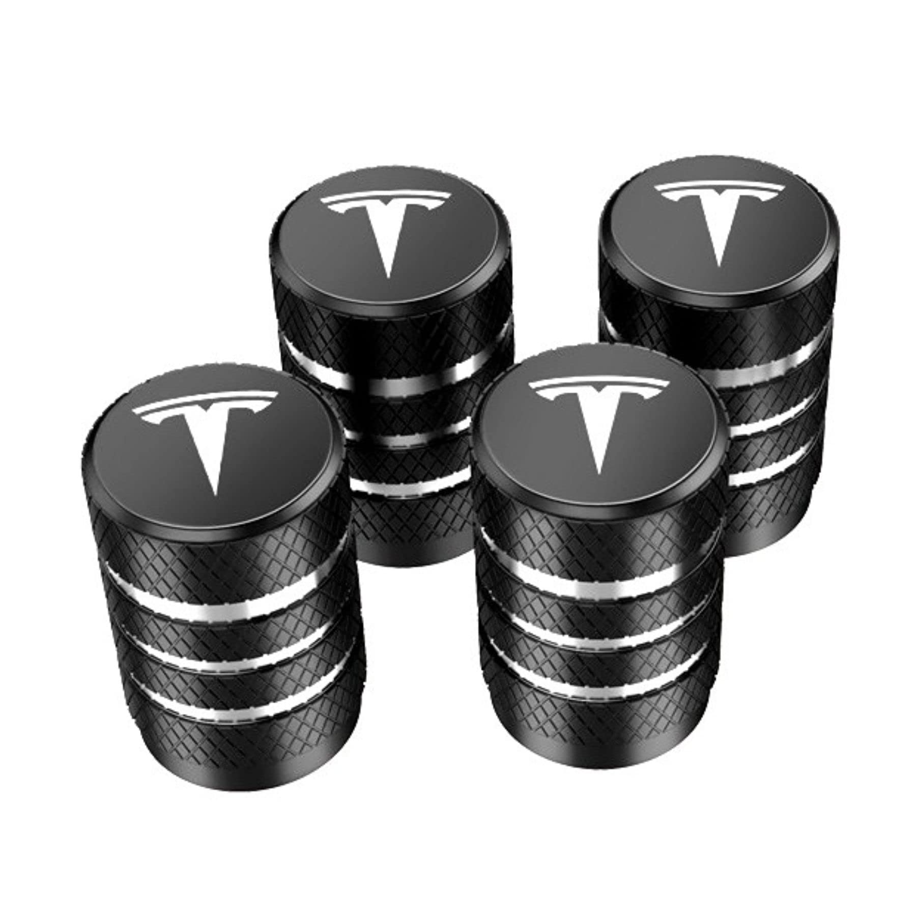 SDOROS 4 Pcs Aluminum Alloy Car Wheel Tire Valve Caps fit for Tesla Model 3/Y/S/X, Tesla Decoration Accessories (with Tesla Logo, Black), TSLM3031