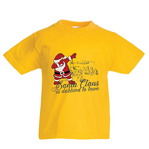 lepni.me Kids T-Shirt Santa Claus is Dabbing to Town - Christmas Outfit (1-2 Years Yellow Multi Color)