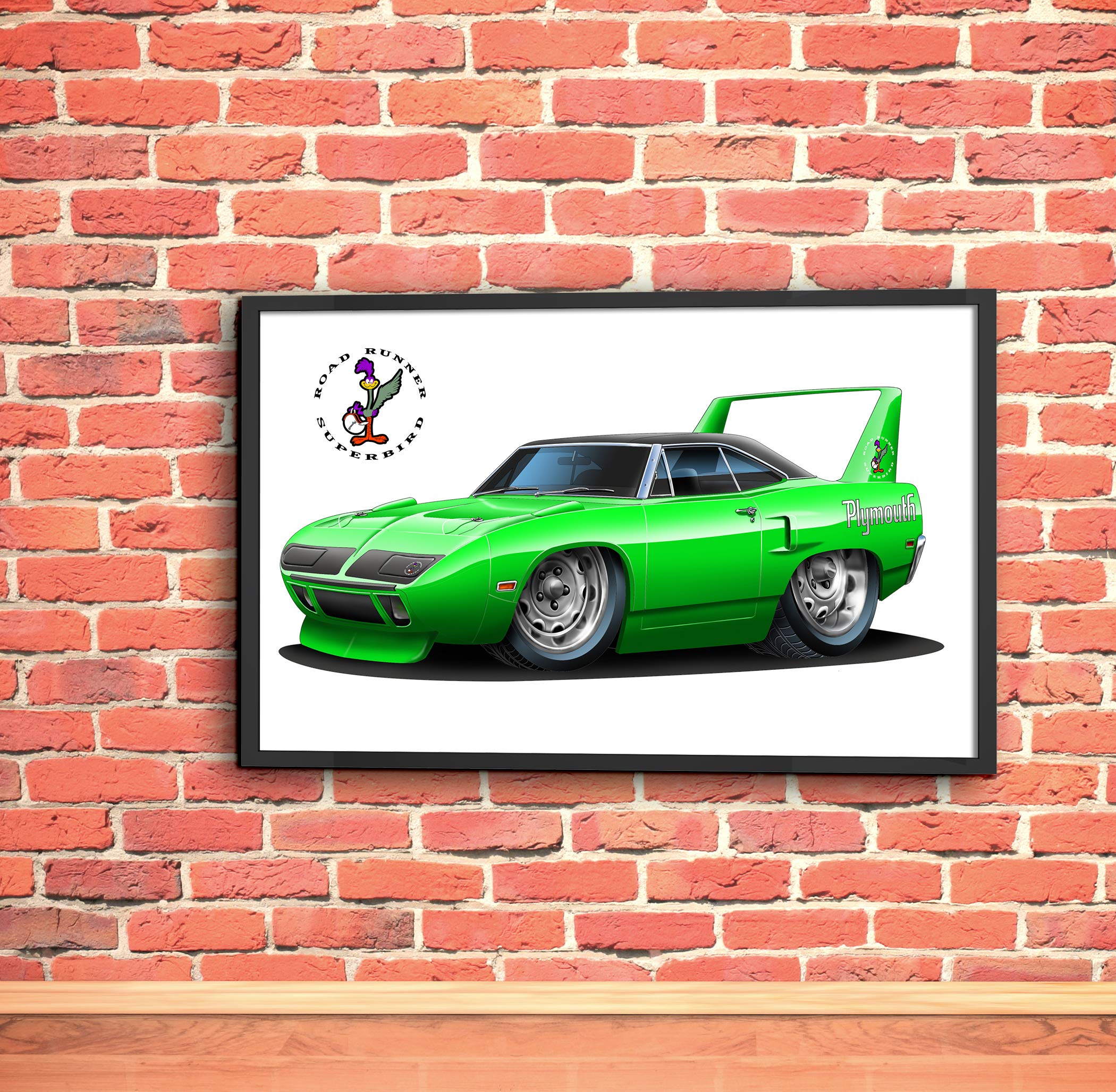 1970 Plymouth Superbird Sublime Green Car 36" x 24" Wall Art Poster Print