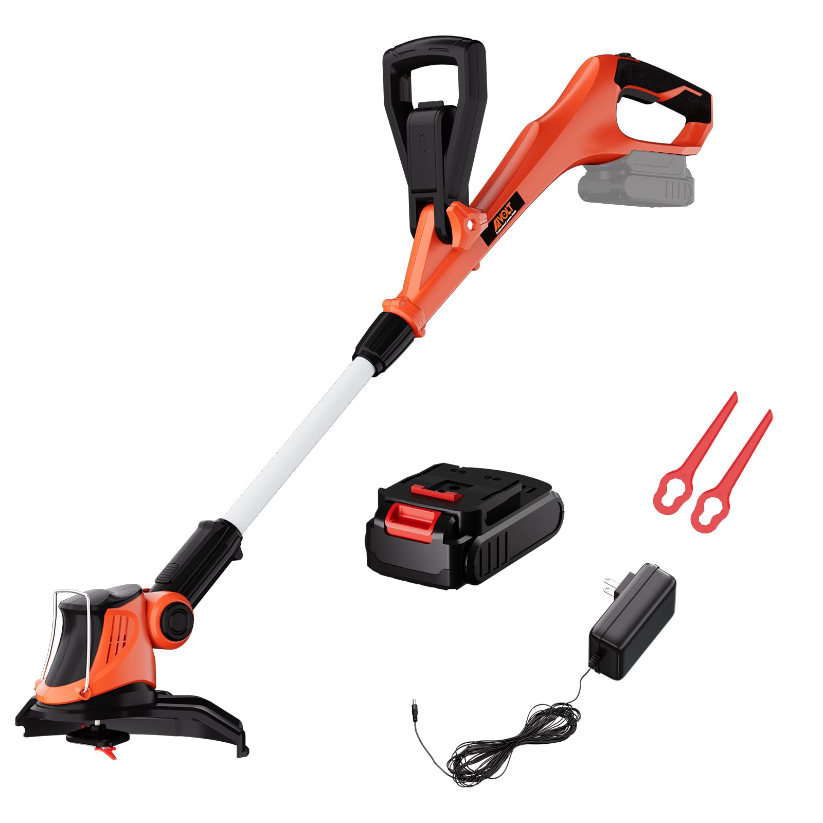 AIVOLT Cordless Weed Trimmer, 20V String Trimmer Battery Powered 2 in 1 Brushless Weed Wacker/Edger Lawn Tool for Yard and Garden, Battery and Fast Charger Included