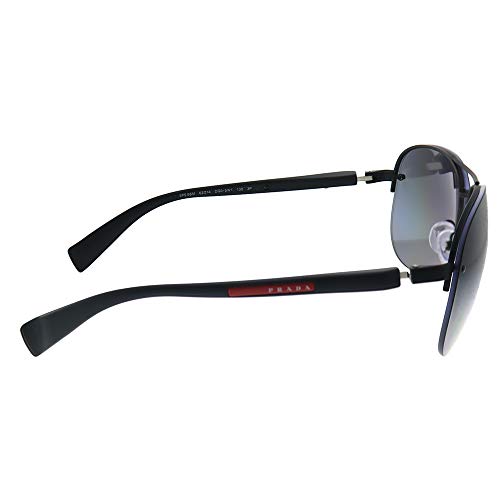 Prada Linea Rossa PS 56MS DG05W1 Black Metal Aviator Sunglasses Grey Polarized Lens