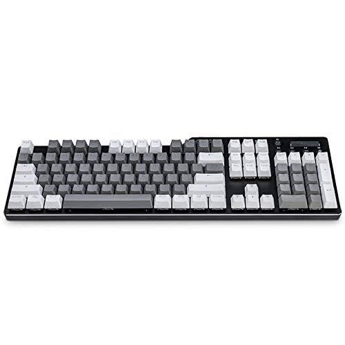 AK35I Wired Full-Size Mechanical Gaming Keyboard with Blue Switches, White-Grey Matching PBT Keycaps, Anti-Ghosting Multimedia Keys Roller, White Backlit, Programmable Macro, Aluminum Black
