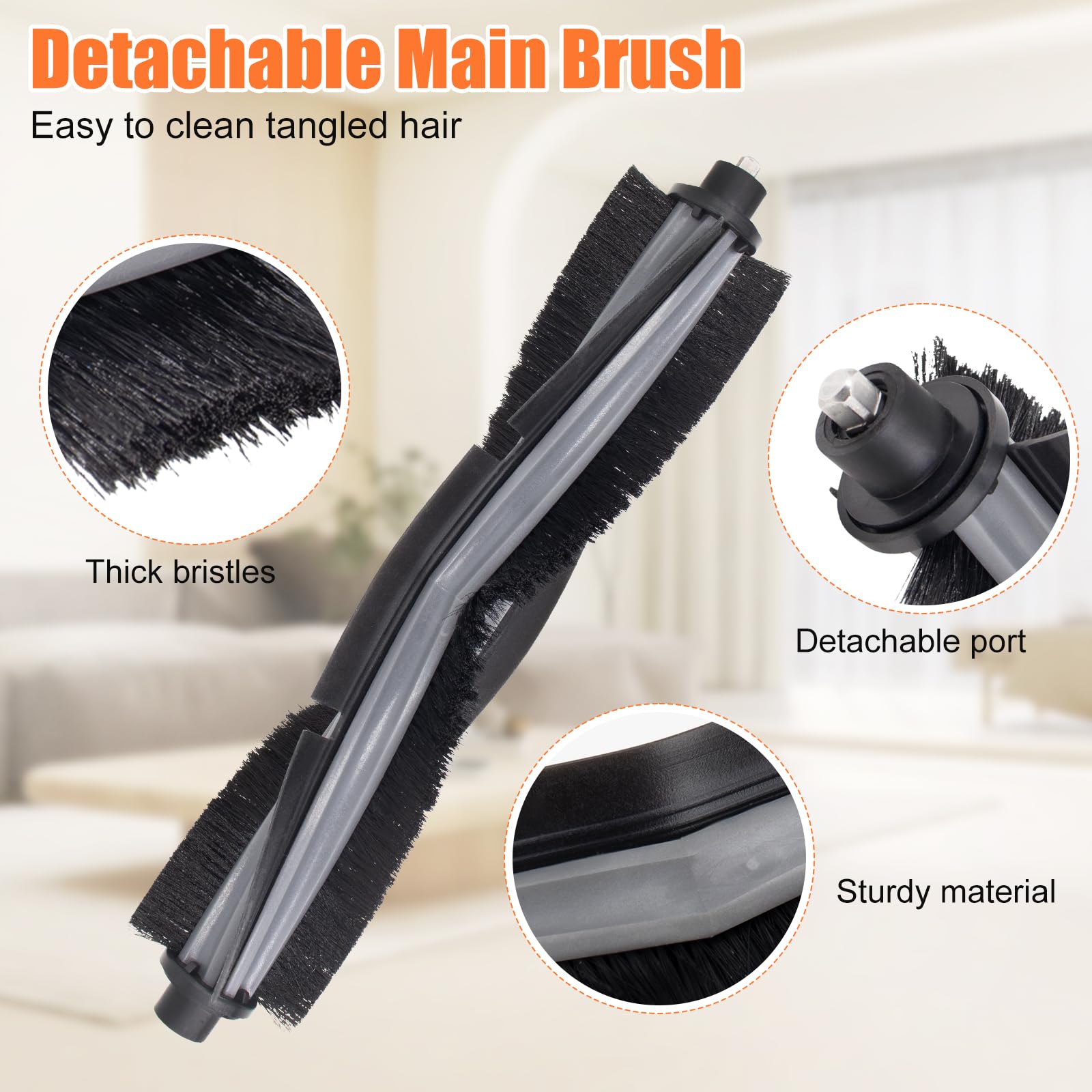 Odashen 17pcs Replacement Accessories Set for Ecovacs Deebot X2 / X2 Omni / X2 Pro / DEX86 Vacuum Cleaner Spare Parts, 1 Main Brush, 4 Side Brush, 4 Hepa Filters, 4 Dust Bags, 4 Mop Cloths