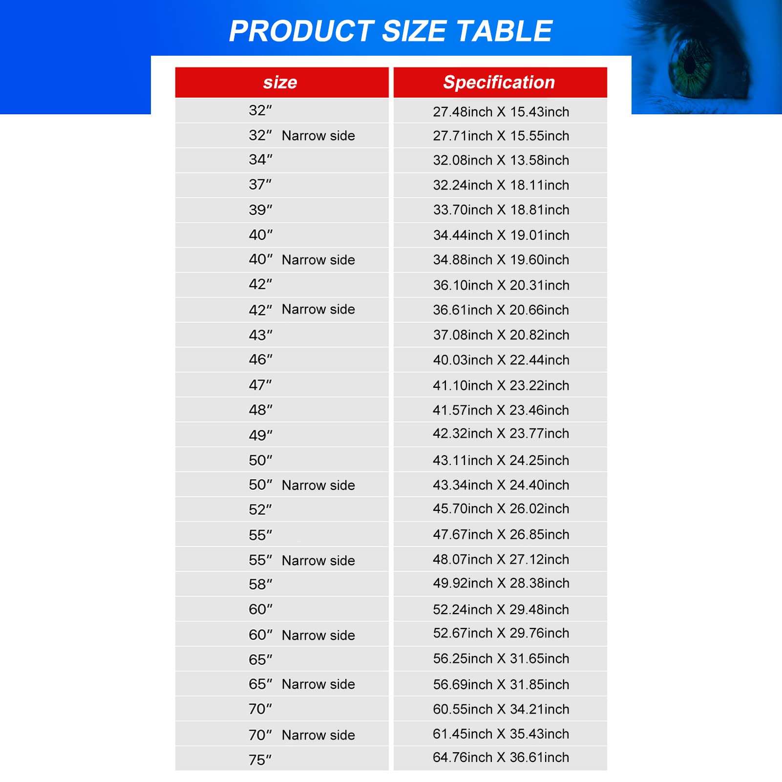Anti Blue Light Screen Protector for TV 40~75 Inch - Anti-Glare Film for LCD, LED, 4K OLED & QLED HDTV,55inL1221xW689mm