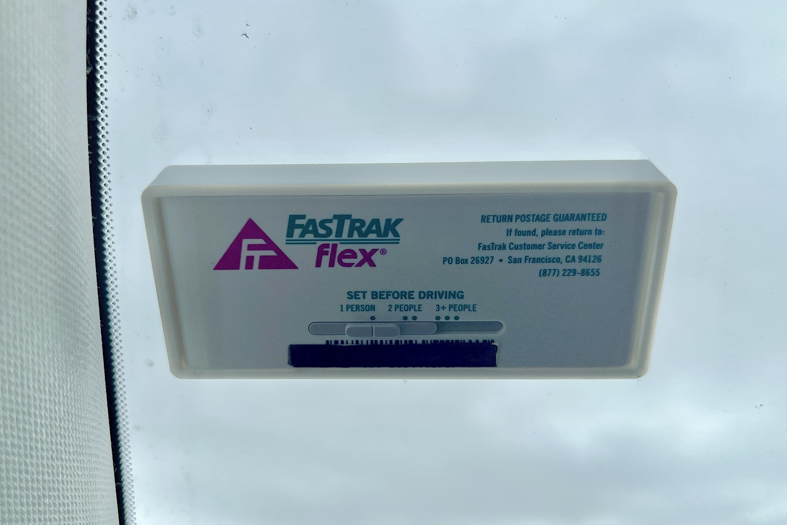 Fastrak Flex Transponder Toll Pass Holder with Suction Cups for Mounting on Windshield of Vehicles.