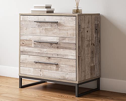 Signature Design by Ashley Neilsville Industrial 3 Drawer Chest of Drawers, Whitewash