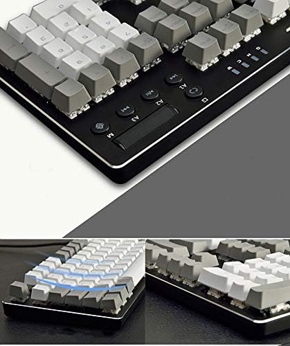 AK35I Wired Full-Size Mechanical Gaming Keyboard with Blue Switches, White-Grey Matching PBT Keycaps, Anti-Ghosting Multimedia Keys Roller, White Backlit, Programmable Macro, Aluminum Black