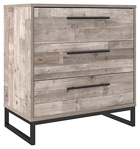Signature Design by Ashley Neilsville Industrial 3 Drawer Chest of Drawers, Whitewash