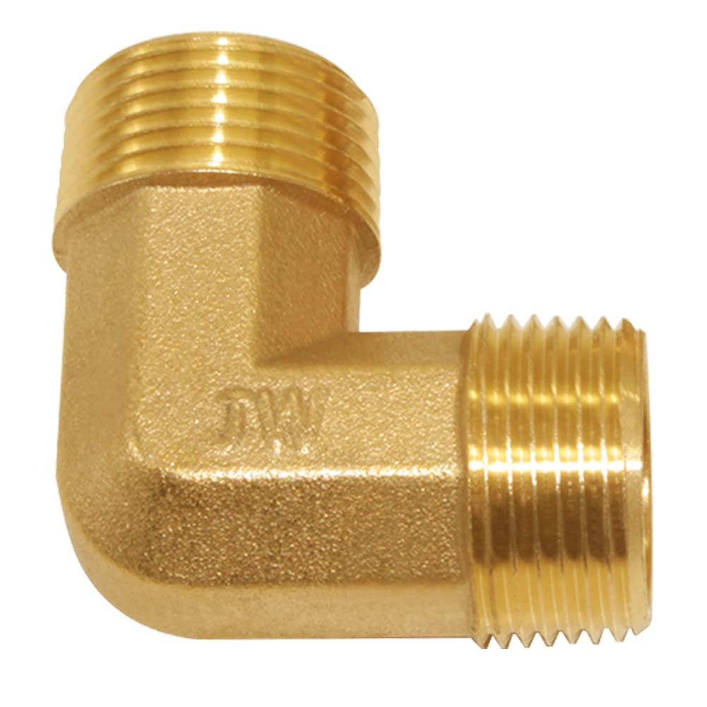 Joywayus 90-Degree Male Elbow Garden Hose Pipe Fitting Forged Brass Right Angle 3/4" GHT Male x 3/4" GHT Male (Pack of 2)