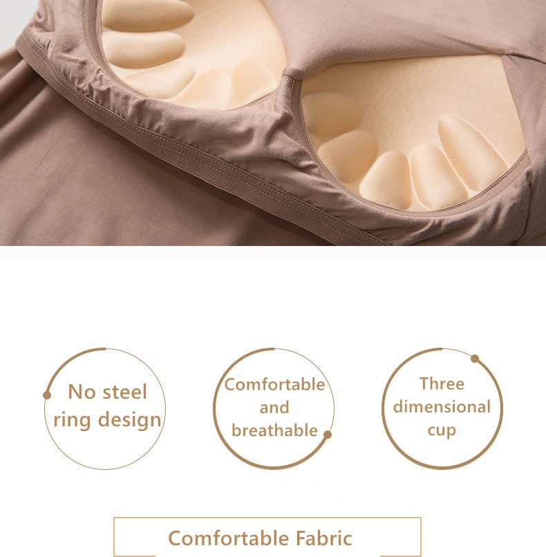Womens Short Sleeve Shirt Built in Shelf Bra,Crew Neck Wireless Bra Padded Yoga Casual T-Shirt (as1, Alpha, 3X_l, Regular, Regular, Standard, Caramel Colour)