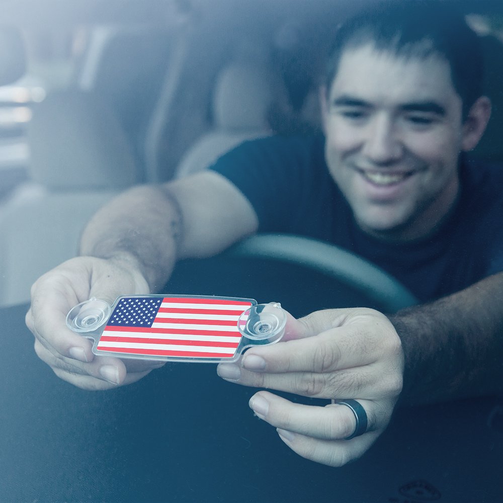 AUTOBOXCLUB EZ Pass Holder/Toll Pass Holder for Most US States/Toll Pass Windshield Mount/Easy to Install and Remove/with 4pcs Toll Pass Mounting Strips/UV-Protective (US Flag)