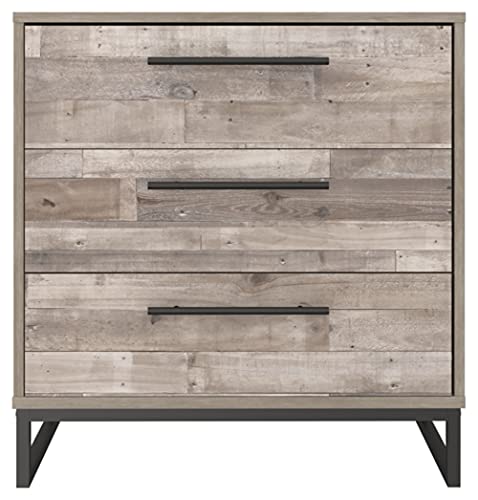 Signature Design by Ashley Neilsville Industrial 3 Drawer Chest of Drawers, Whitewash