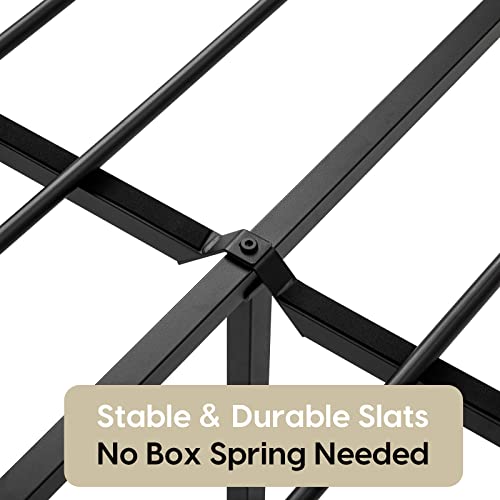 WILSLAT Black Metal Queen Bed Frame with Headboard and Footboard, Queen Platform Bed Frame, Heavy Duty Steel Slat Support, Noise Free, No Box Spring Needed, Easy Assembly