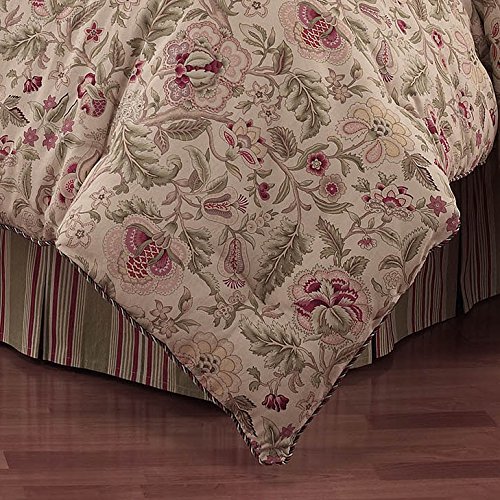 Waverly Imperial Dress Modern Farmhouse Floral 4-Piece Reversible Comforter Set, Queen, Antique