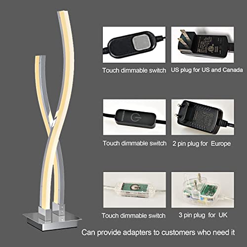 KARMIQI Dimmable LED Table Lamp Modern, Touch Control Desk Lamp, Arc Minimalist Contemporary Bedside Lamps for Bedroom Reading Living Room