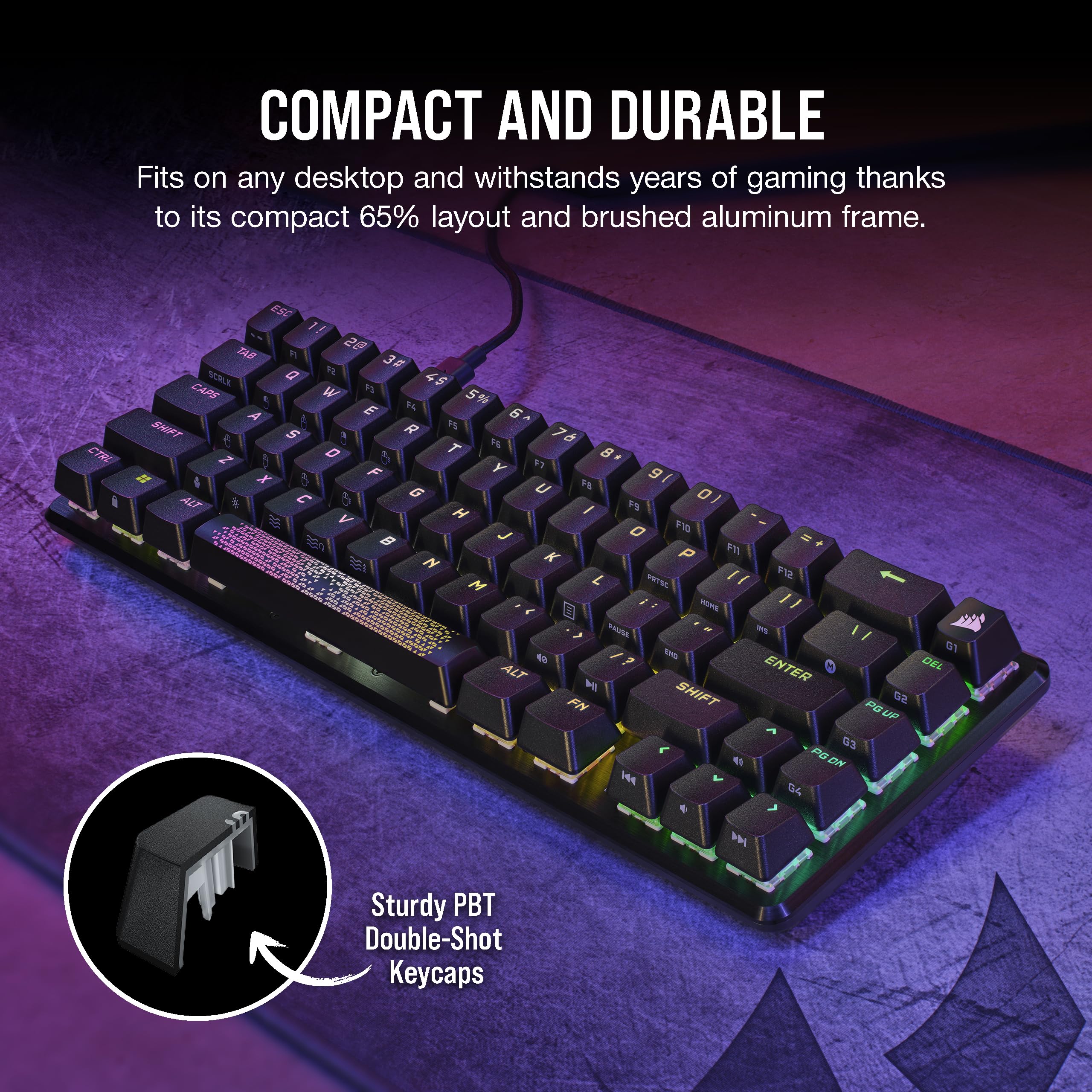 Corsair K65 PRO Mini RGB 65% Optical-Mechanical Wired Gaming Keyboard - OPX Switches - PBT Double-Shot Keycaps - iCUE Compatible - QWERTY NA Layout - Black