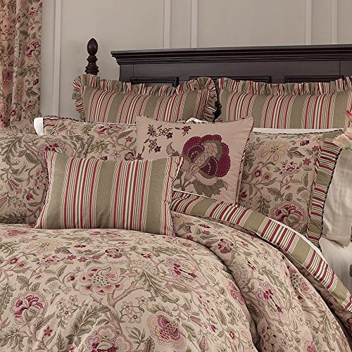 Waverly Imperial Dress Modern Farmhouse Floral 4-Piece Reversible Comforter Set, Queen, Antique