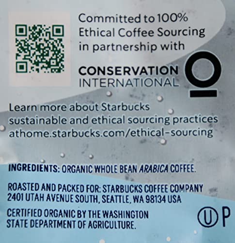 Starbucks Organic Coffee Winter Blend Whole Bean Medium Roast Arabica, Chocolate, 40 Oz