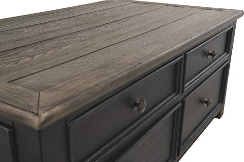 Signature Design by Ashley Tyler Creek Rustic Farmhouse Lift Top Coffee Table with Drawers, Brown & Black